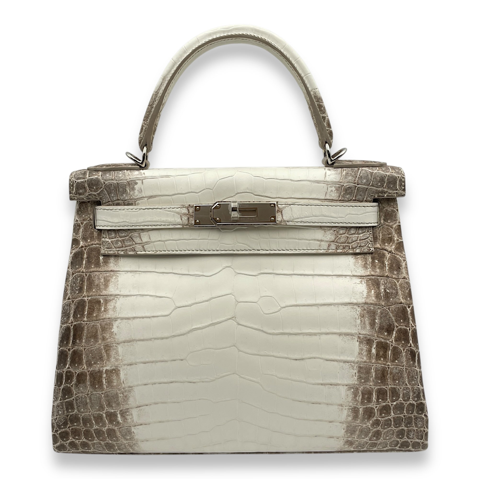 Hermès Himalaya Kelly 28 Blanc in Matte Niloticus, Palladium hardware ...