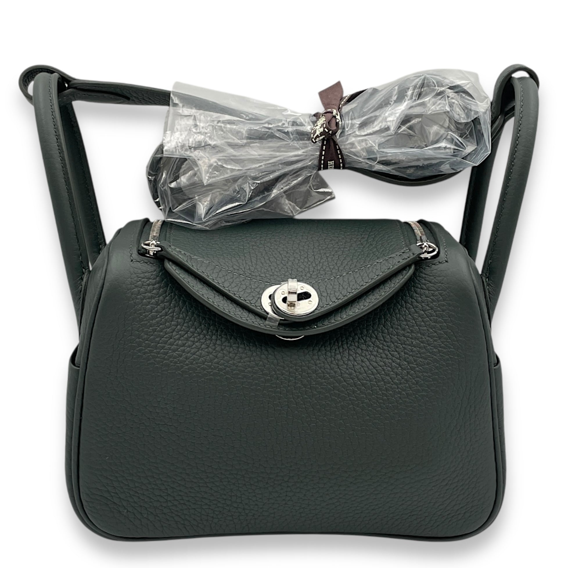 Hermès Lindy II Mini Vert Mangrove in Clemence, Palladium hardware ...