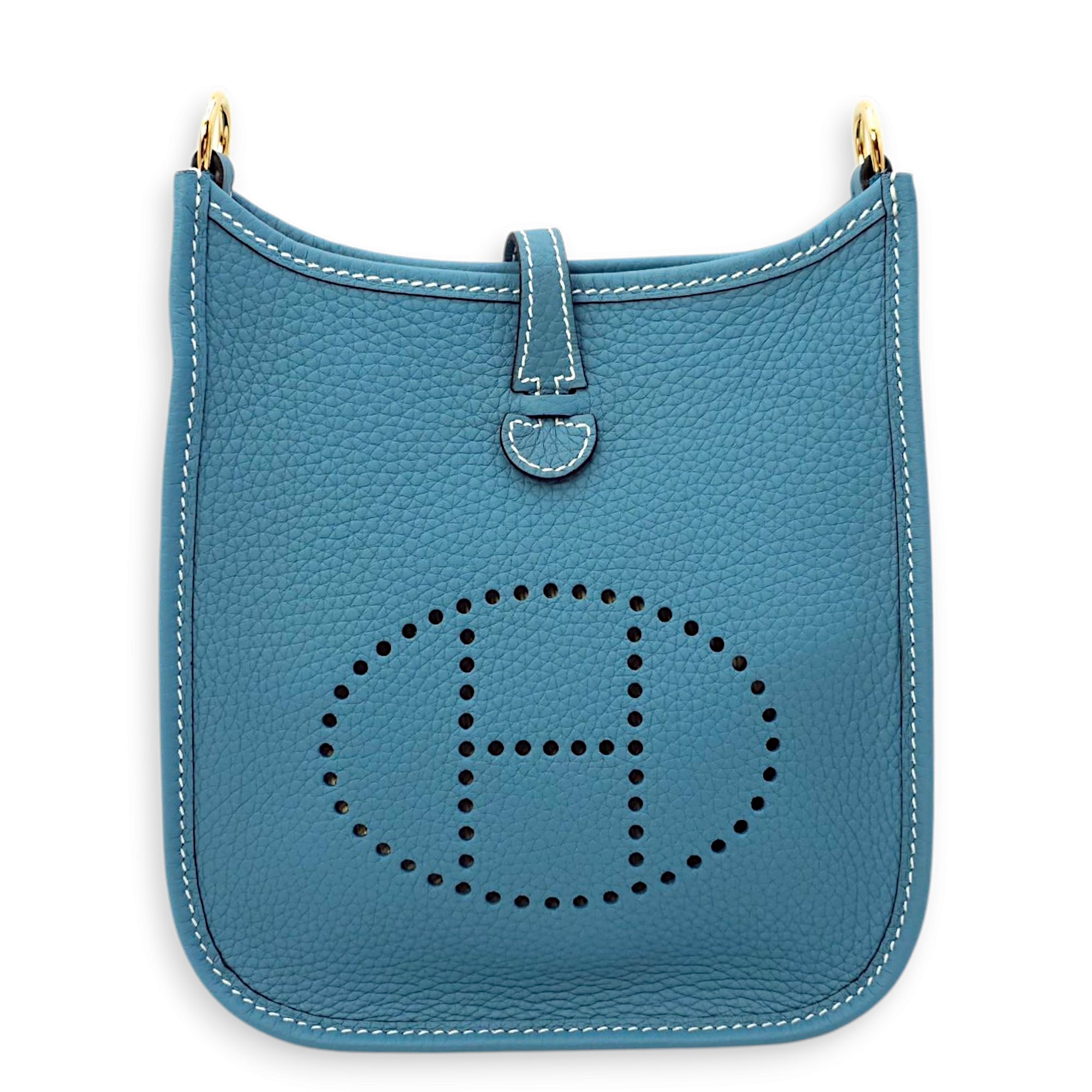 Evelyne Mini Blue Jean in Clemence, Gold hardware