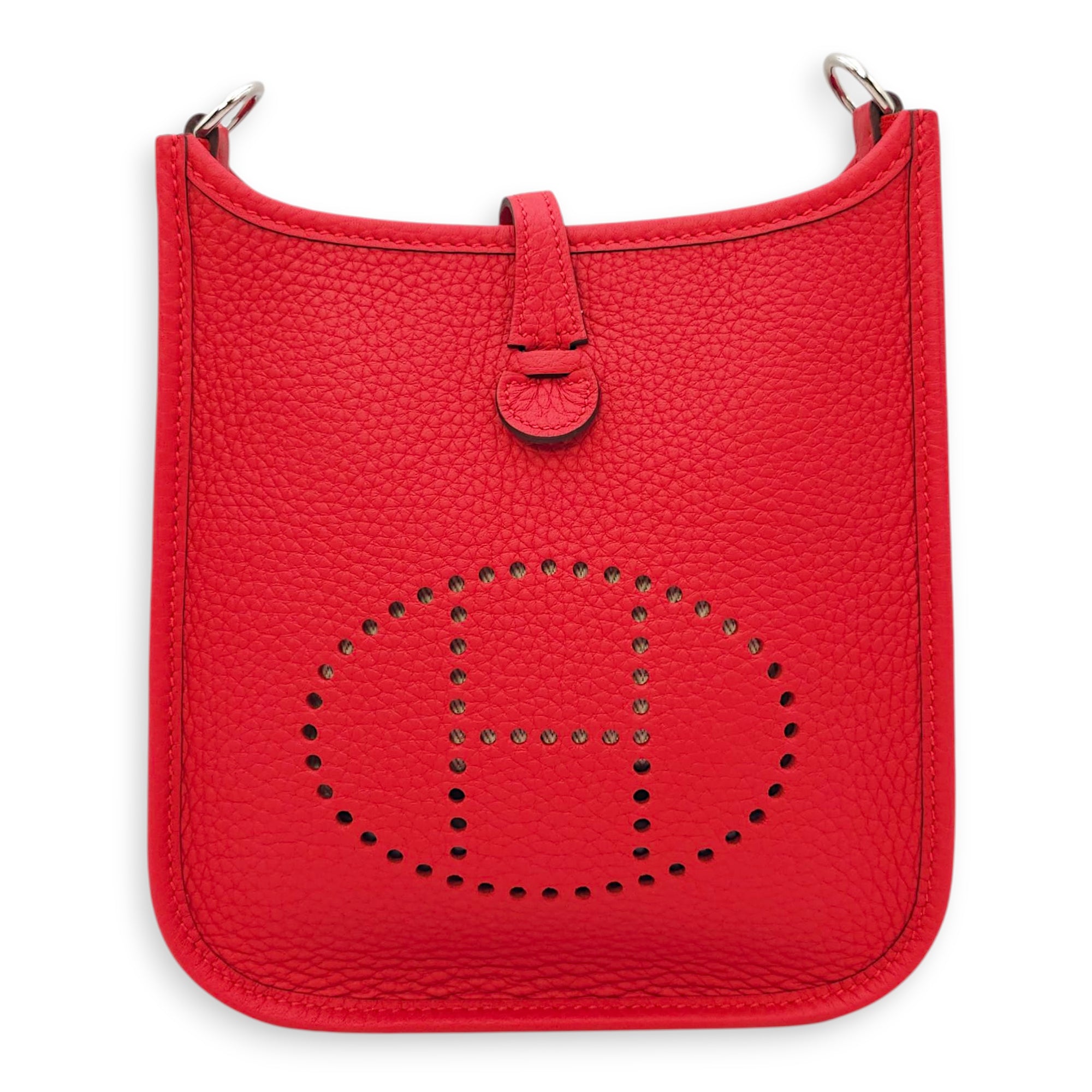 Evelyne (Short Strap) Mini Rouge Radieux in Clemence, Palladium hardwa