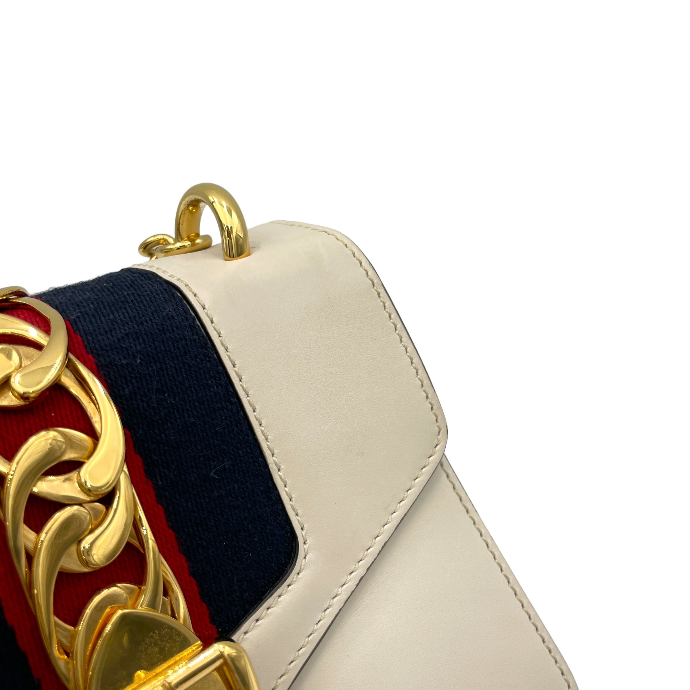 Gucci Sylvie Crossbody Bag White in Calfskin, Gold hardware Gucci Sylvie Crossbody Bag White in Calfskin, Gold hardware