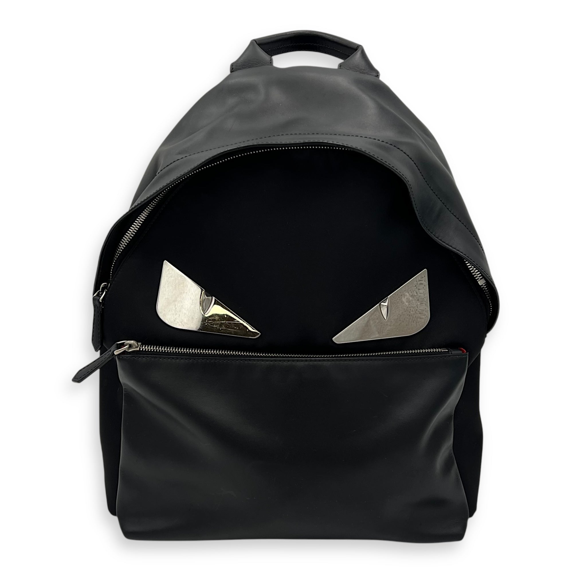 Fendi Monster Backpack Black in Nylon, Silver hardware Singapore