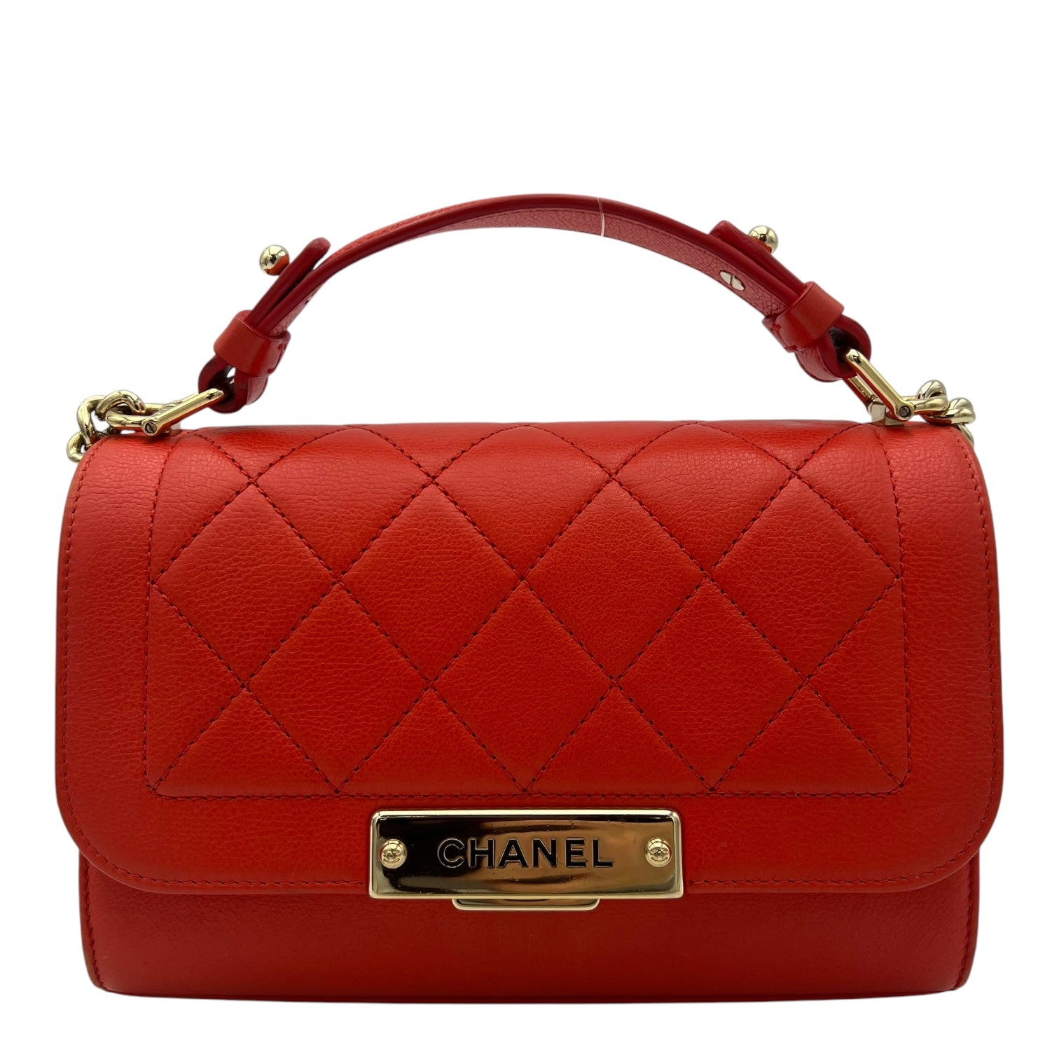 Chanel 2 way bag Orange Crossbody Bag in Calfskin, Gold hardware Singapore